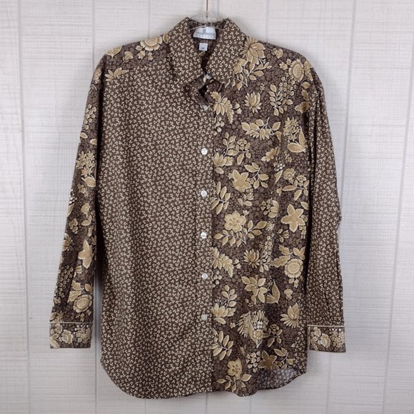 Vera Bradley | Tops | Vintage Vera Bradley Mixed Brown Print Button ...